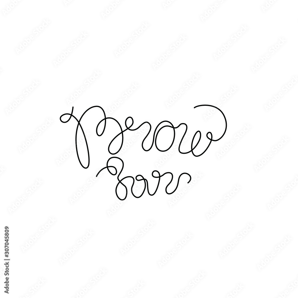 Brow bar, emblem or logo design, hand drawn lettering, continuous line ...