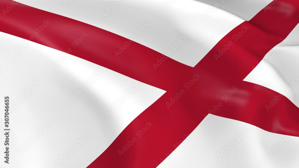 Photo realistic slow motion 4KHD flag of the US State of Alabama waving ...