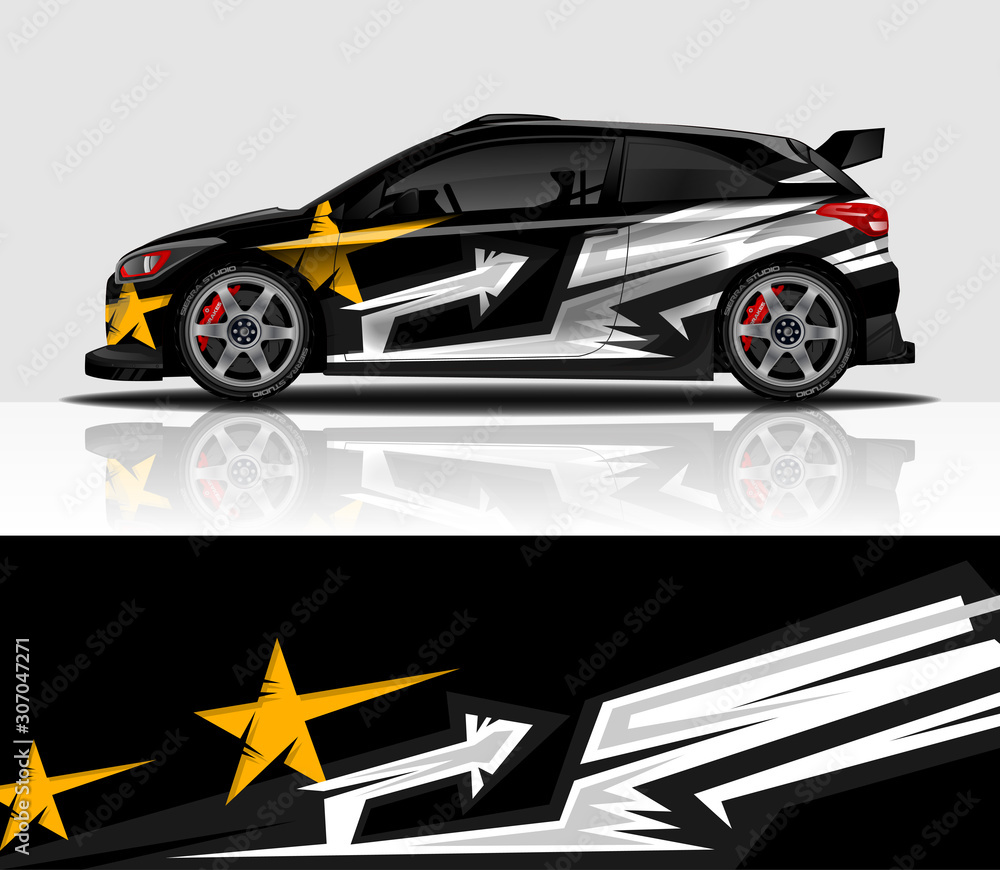 Car wrap decal design vector, for advertising or custom livery WRC ...