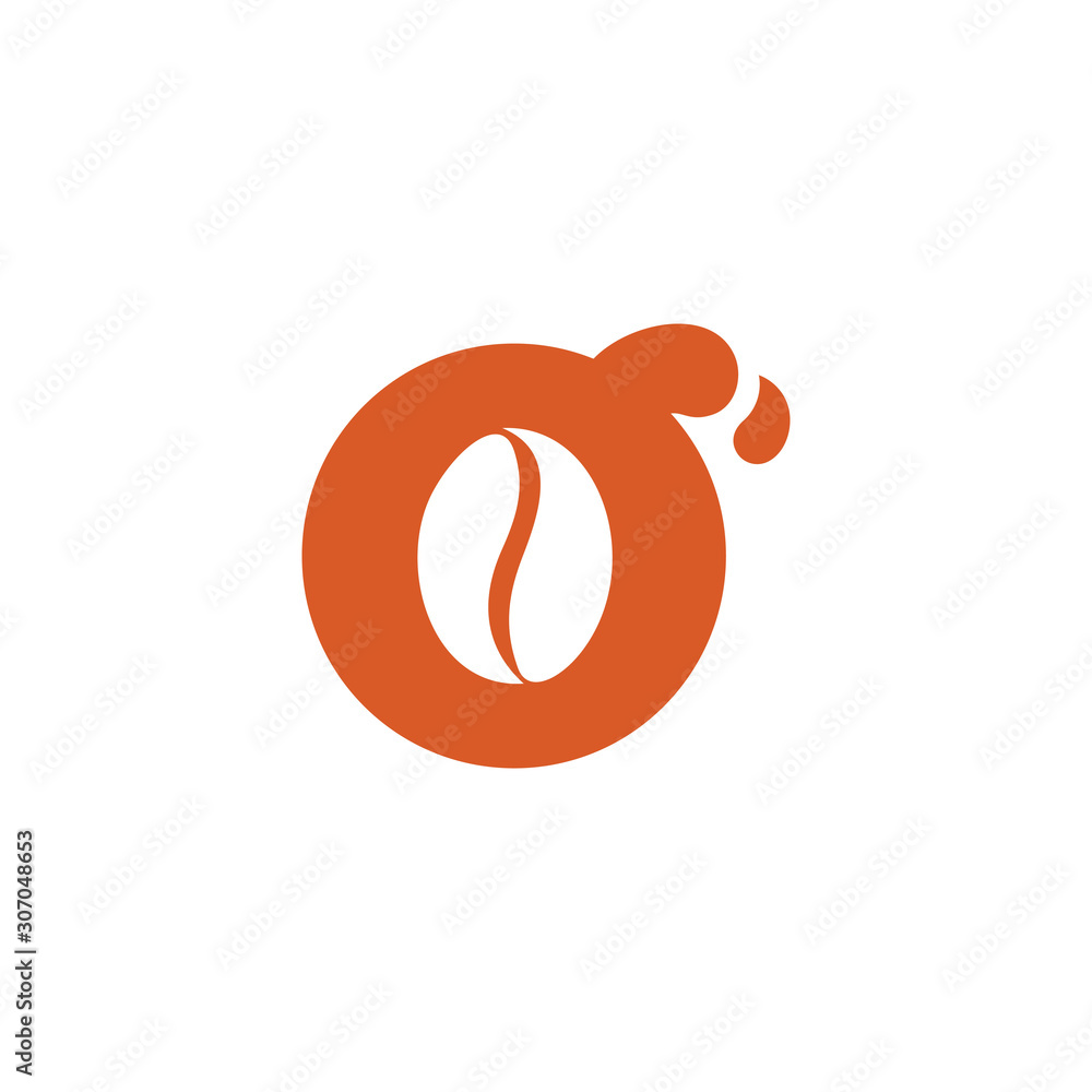 letter o coffee bean water splash logo vector Stock Vector | Adobe Stock