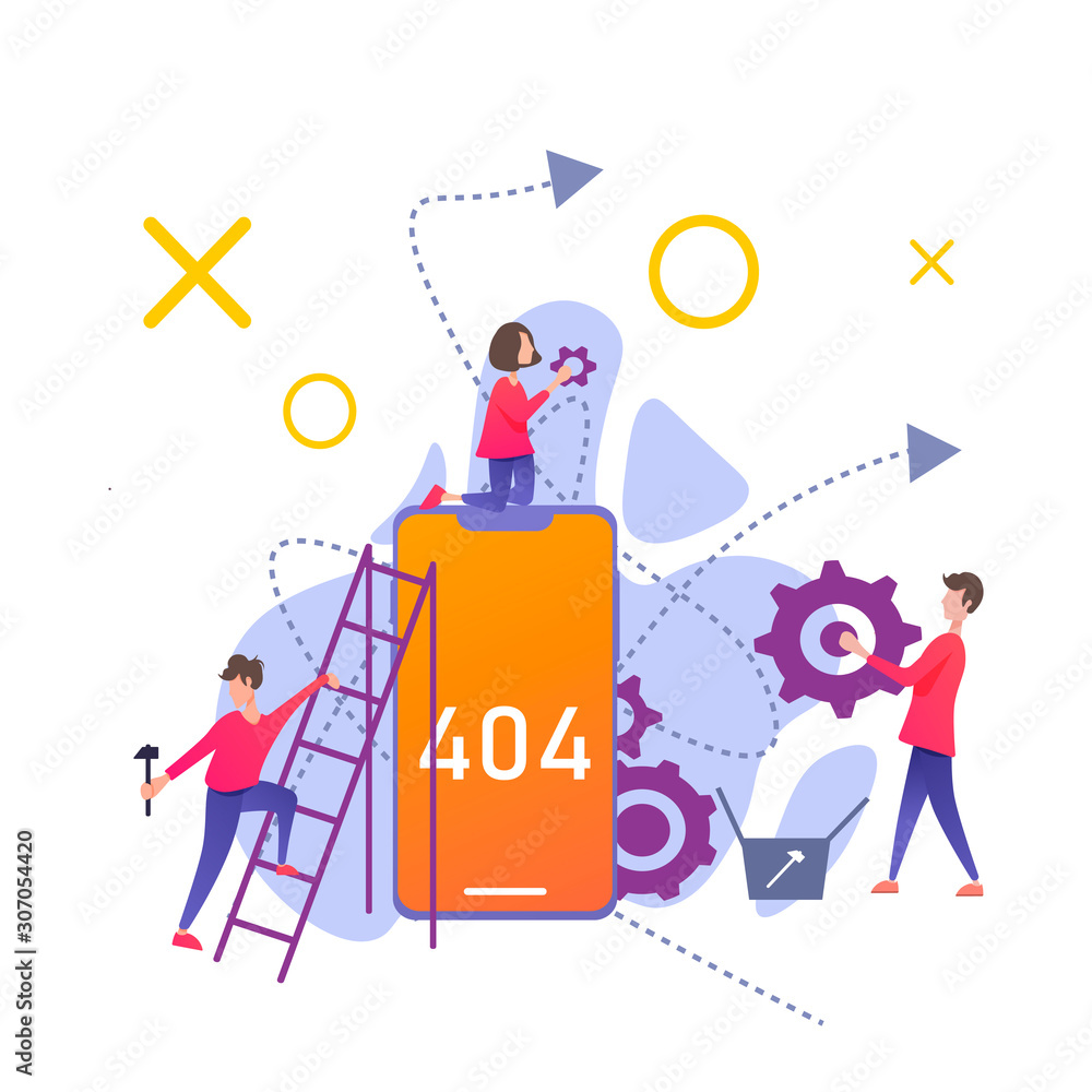 Server error and its elimination by employees Stock Vector | Adobe Stock