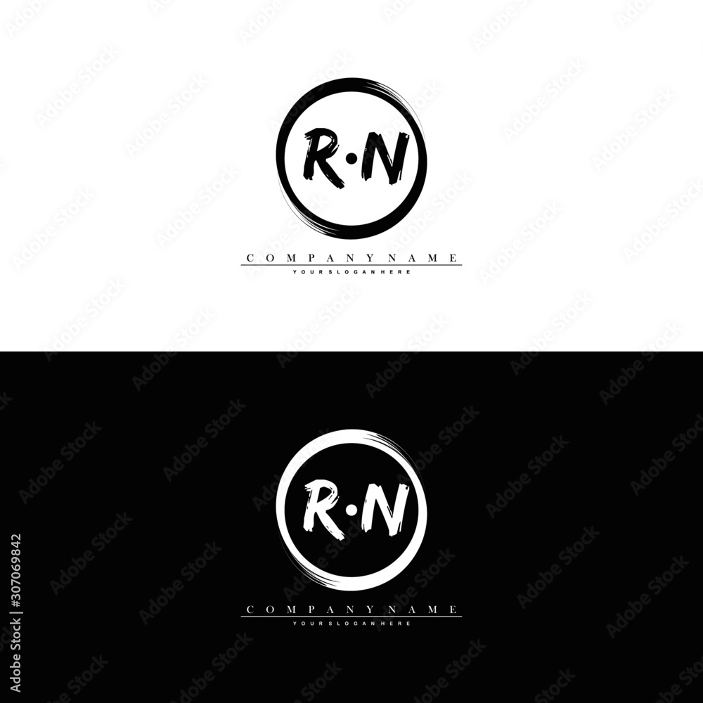 Initial letter RN circle brush logo template vector. Stock Vector ...
