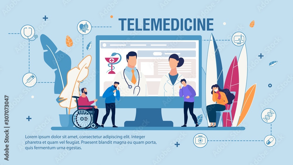 Telemedicine and Quality Medical Help Trendy Flat Banner. Vector ...