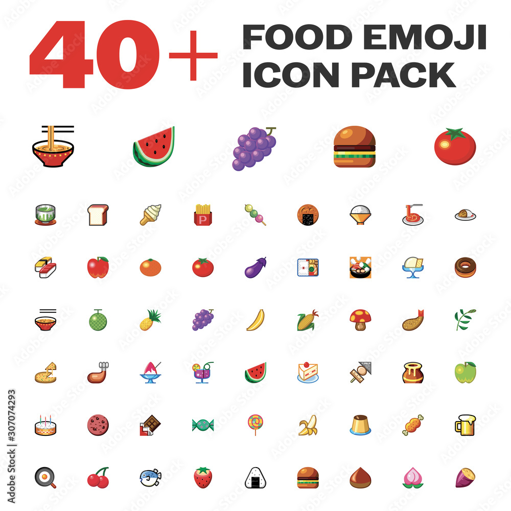 Isolated Food Emoji Pack, Emoticon, Vector Stock Vector | Adobe Stock