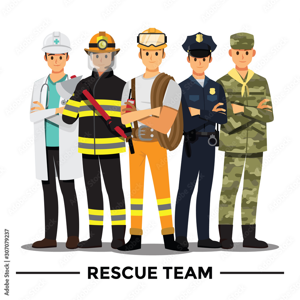 rescue team ,Vector illustration cartoon character. Stock Vector ...