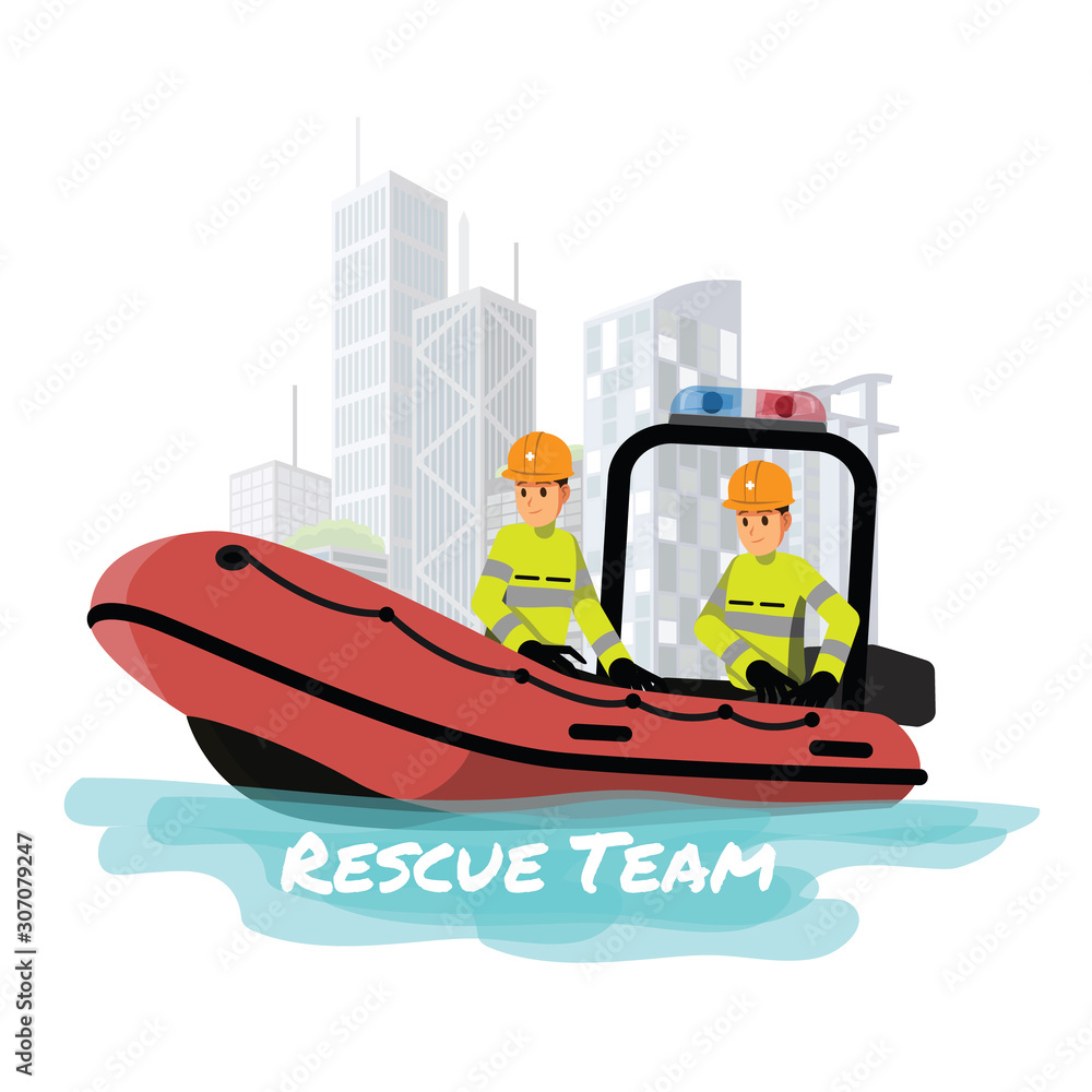 Rescue boat.Vector illustration cartoon character. Stock Vector | Adobe ...