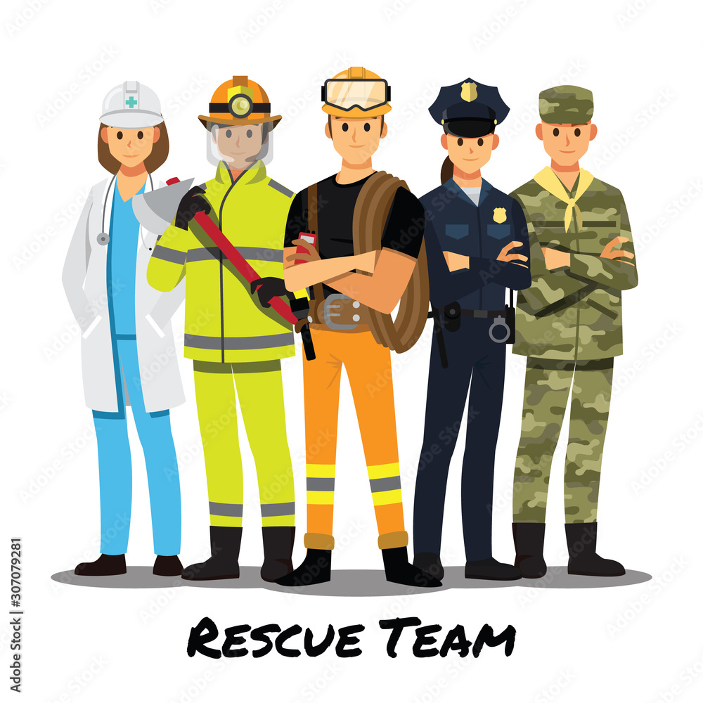 rescue team ,Vector illustration cartoon character. Stock Vector ...