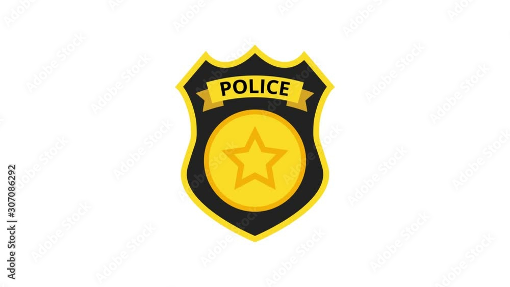Vidéo Stock Police officer badge on white background. Loop animation ...