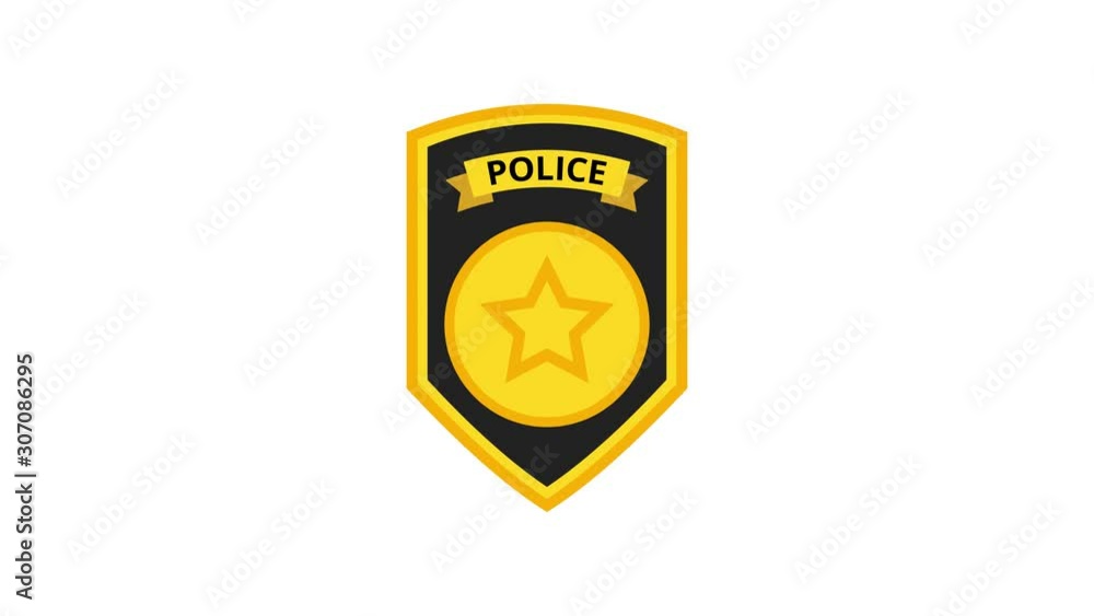 Vidéo Stock Police officer badge on white background. Loop animation ...