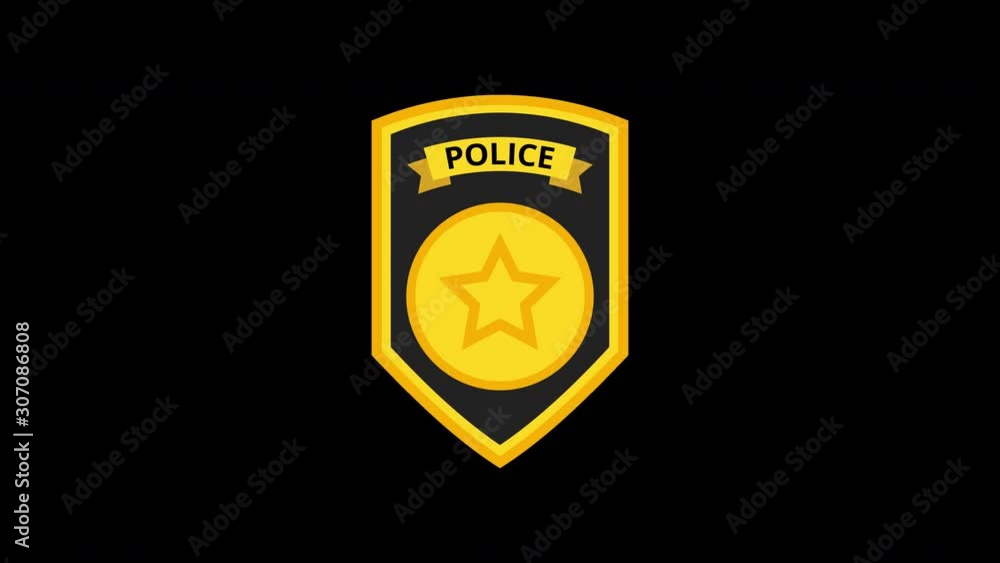 Police officer badge. Loop animation in alpha channel. 4K resolution ...