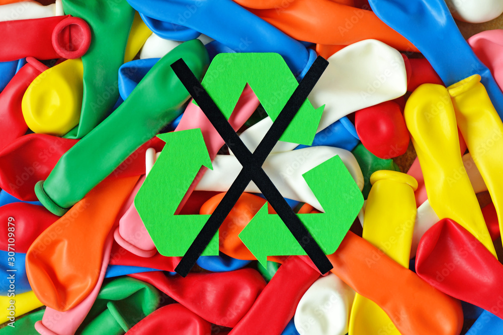 Do Not Recycle Symbol on latex balloons background - Concept of non ...
