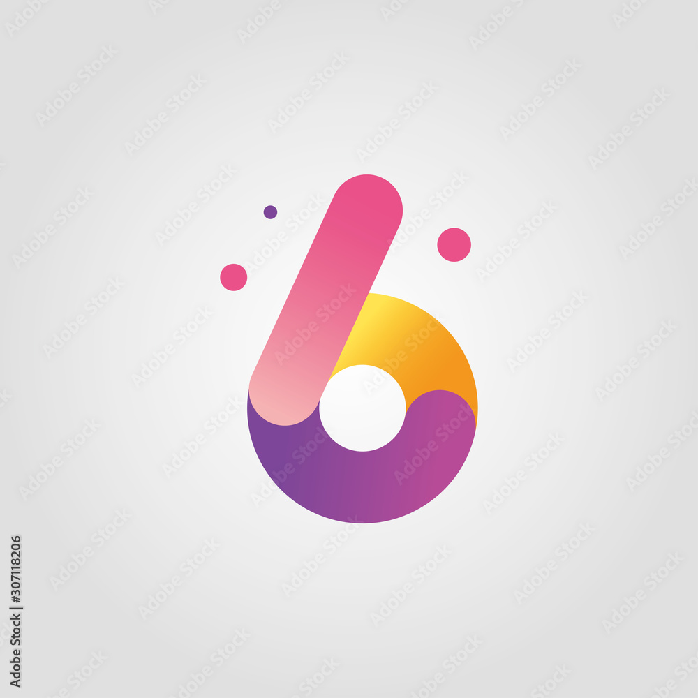 Vector number six logo design template with gradient color Stock Vector ... Vector number six logo design template with gradient color Stock Vector ...