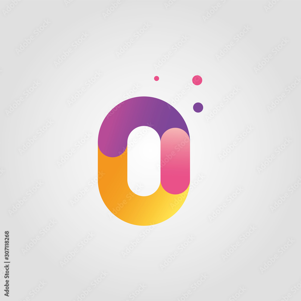 Vector number zero logo design template with gradient color Stock ...