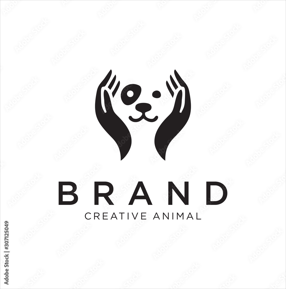 Dog Hand Logo Stock Illustrations. Dog care Logo Template. Pet care ...