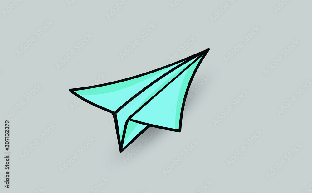 Isometric outlined paper plane isolated on white. Line art. Game ...