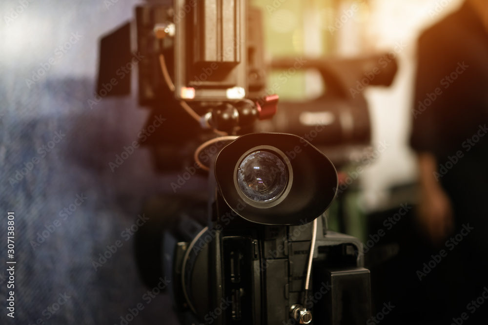 Film lens of Video camera recording film shooting of grand opening in ...