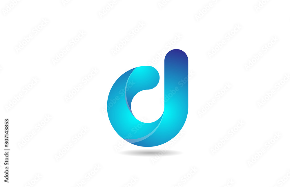 blue gradient logo d alphabet letter design icon for company Stock ...