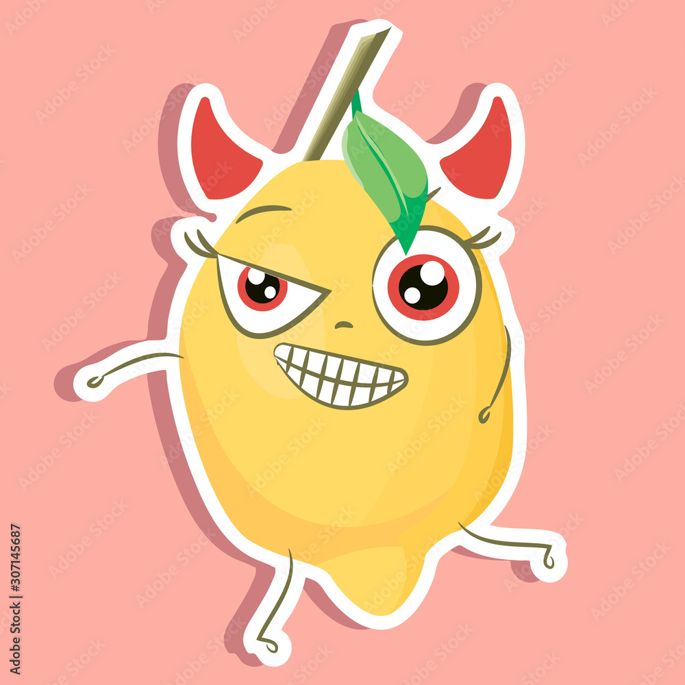 cartoon lemon vector image, sticker of cute lemon, funny character ...