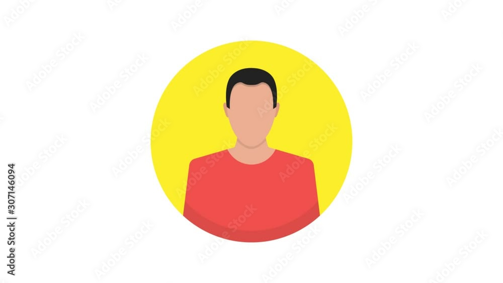 Male avatar on white background. Loop animation. 4K resolution. Stock ...