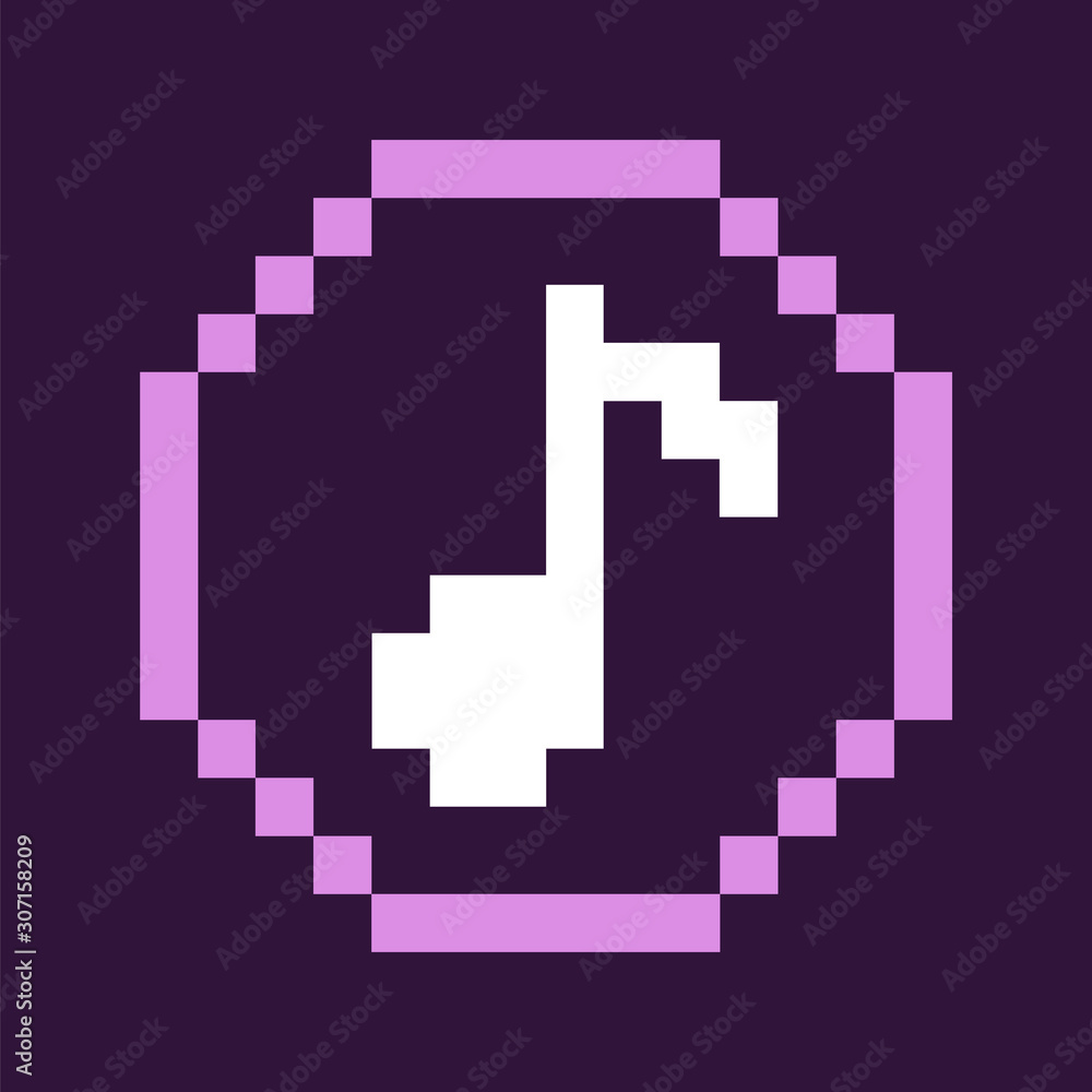 Pixel icon of sound vector, isolated note in circle 8 bit retro game ...