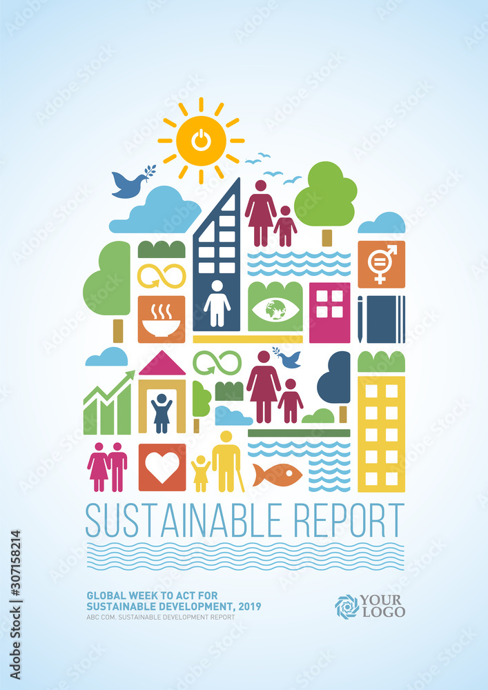 Sustainable Development Goals. vector template in A4 size. Annual ...