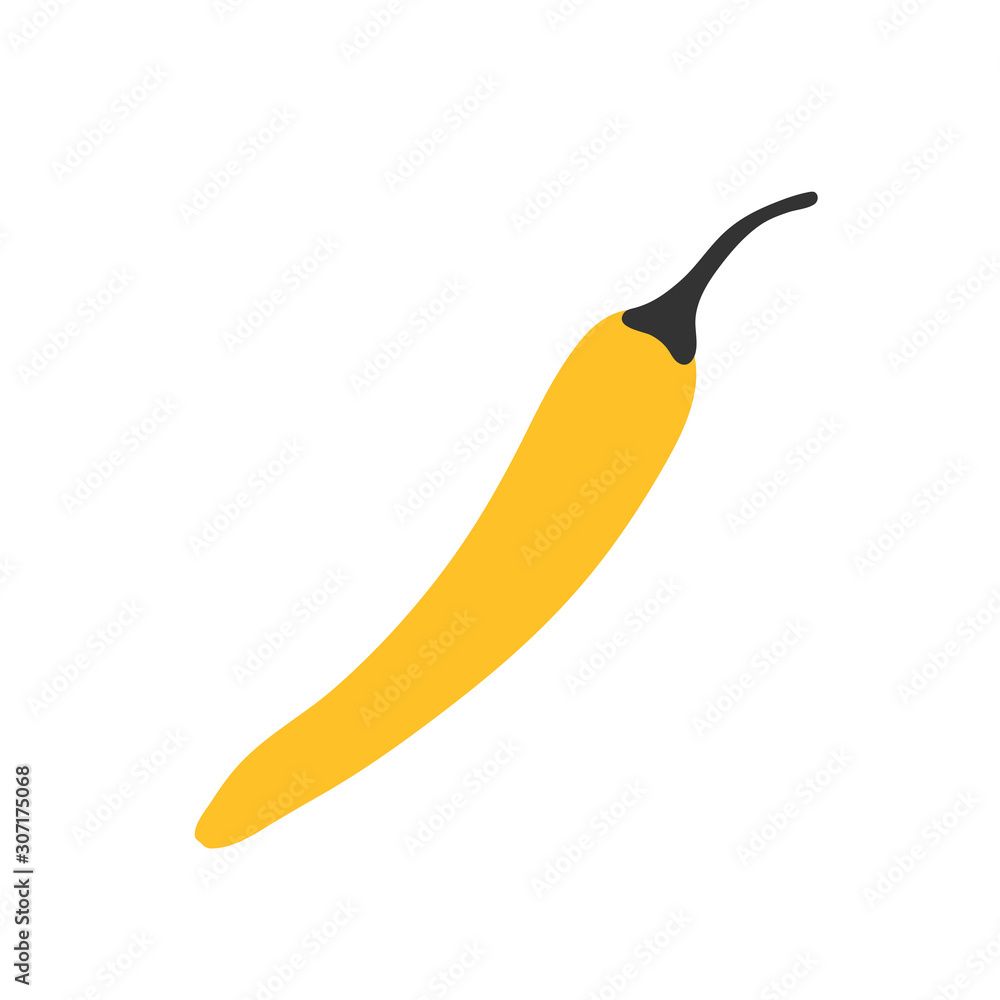 Hot chili yellow pepper spice. Simple vegetable ingredient drawing ...