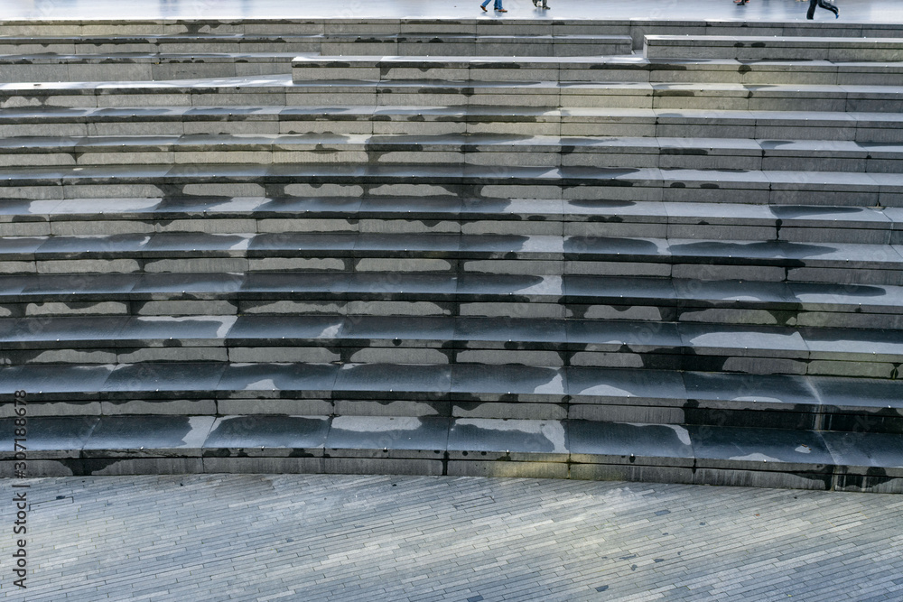 modern stairs - the amphitheatre in the city centre. London, a public ...