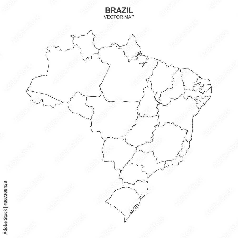 political map of Brazil on white background Stock Vector | Adobe Stock