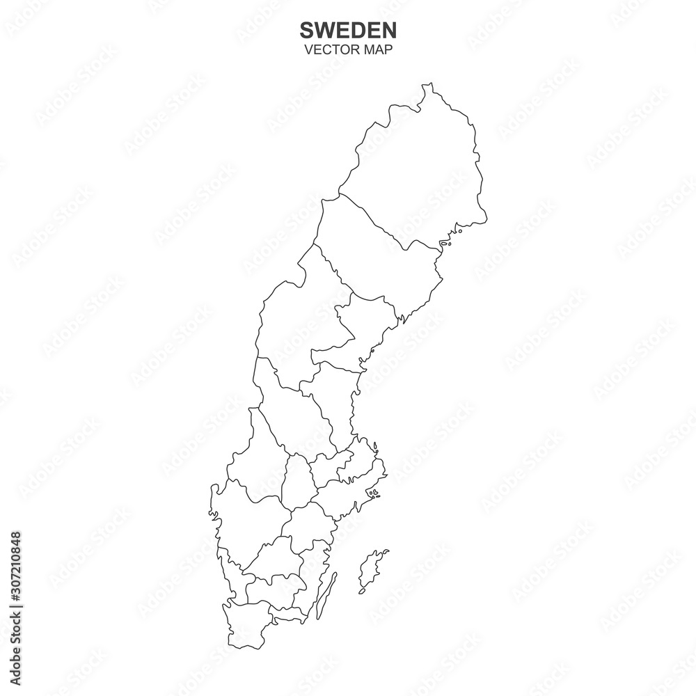 political map of Sweden isolated on white background Stock-Vektorgrafik ...