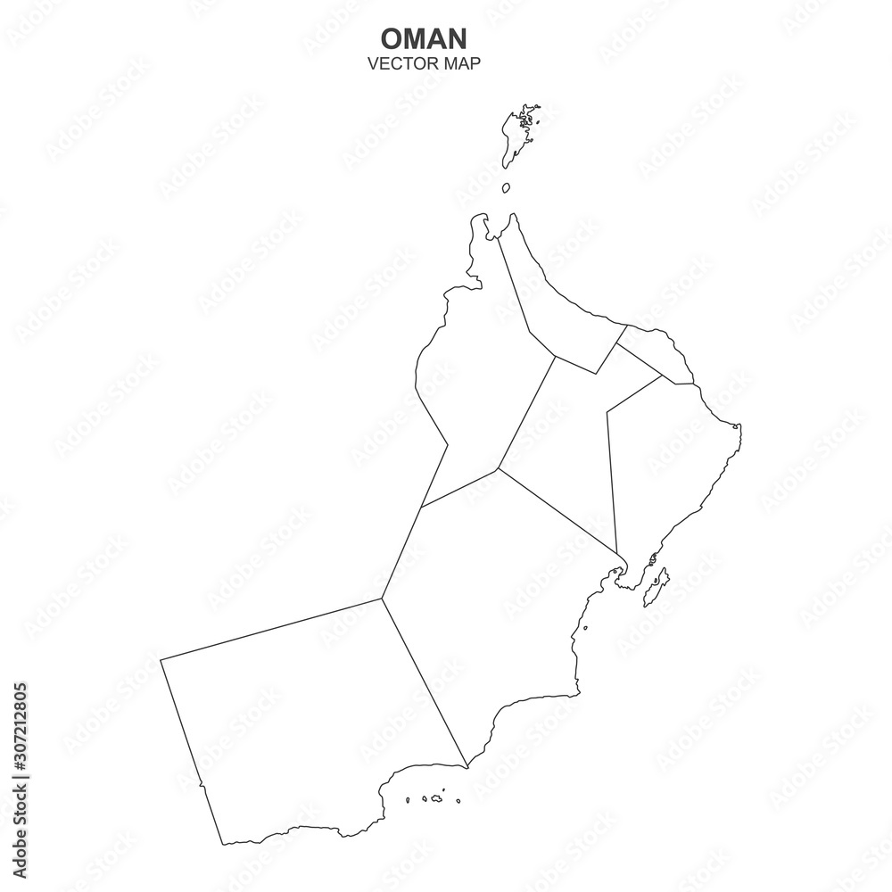 political map of Oman isolated on white background Stock Vector | Adobe ...