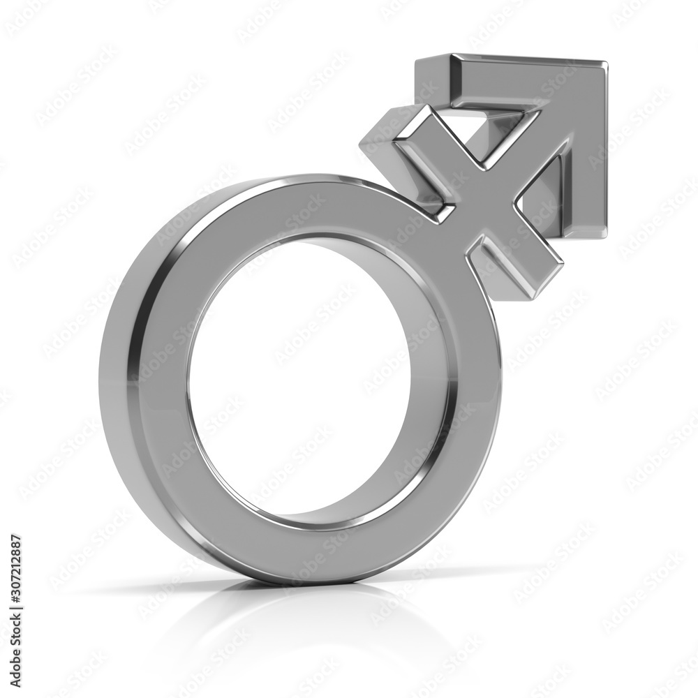 Transgender symbol 3d render. Silver transsexual symbol isolated on ...