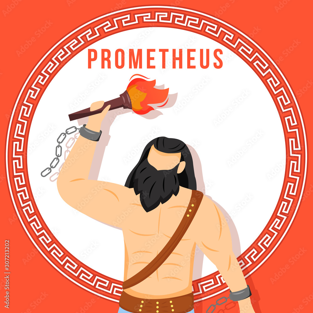 Prometheus red social media post mockup. Ancient Greek god ...