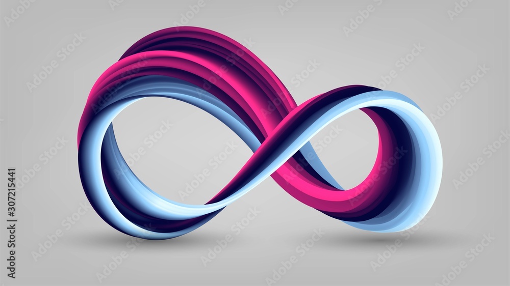 Colorful infinity sign with stripes, gradient swirling ring Stock ...