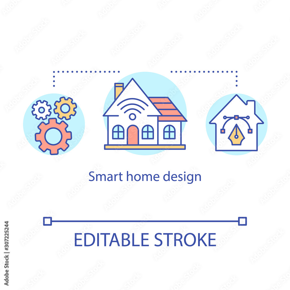 Smart home design concept icon. Development and configuration of ... Smart home design concept icon. Development and configuration of ...