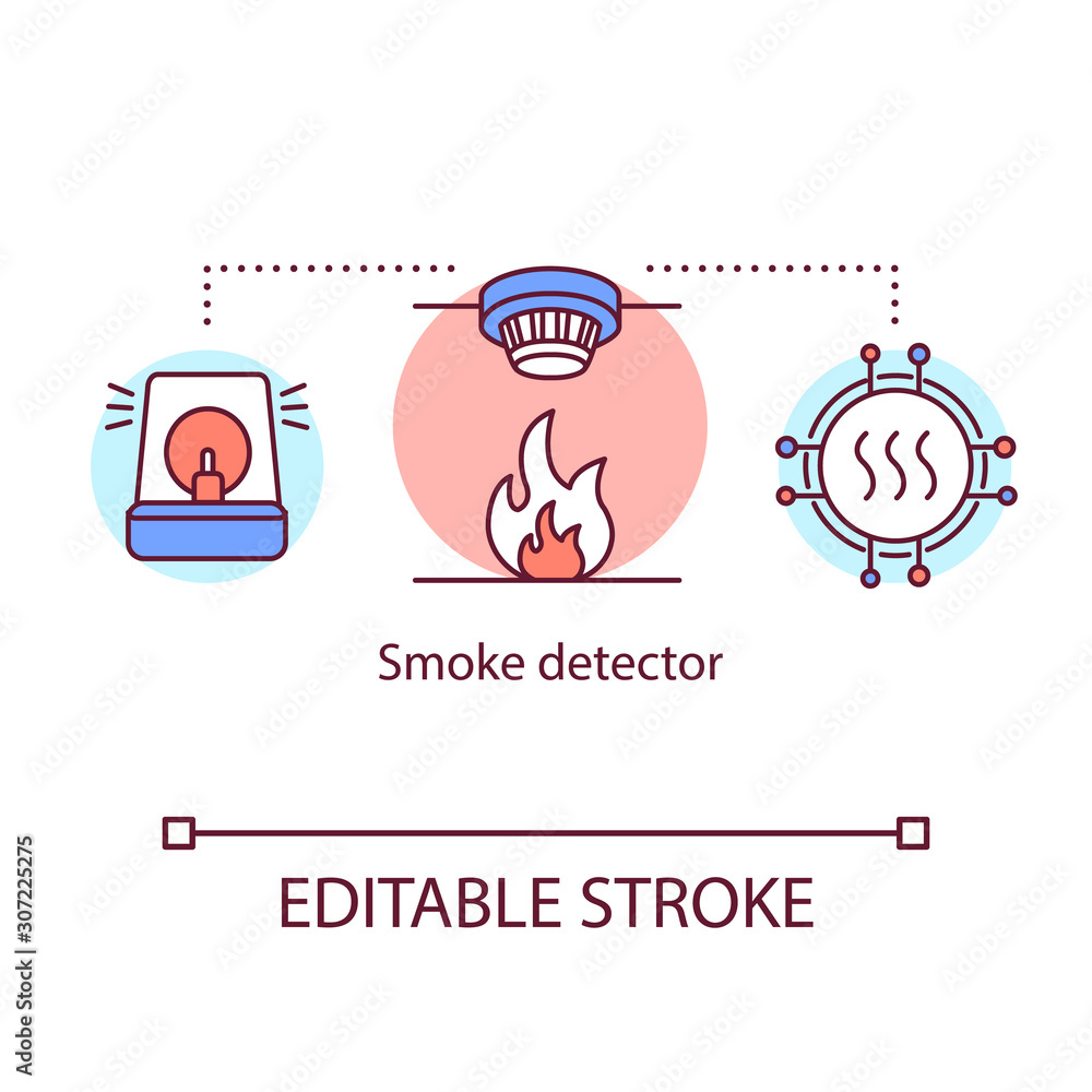 Smoke detector concept icon. Electronic fire safety system. Smoke ...