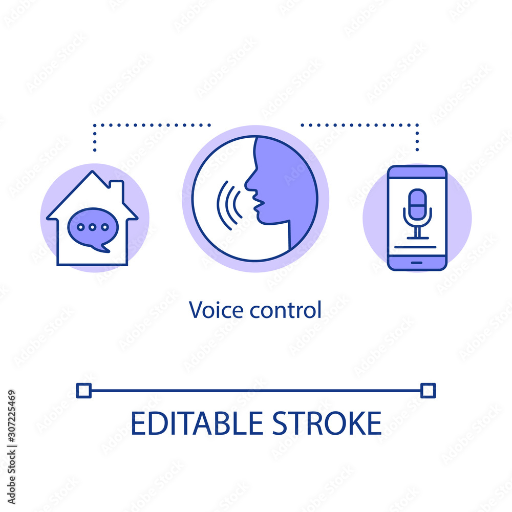 Voice control concept icon. Speech recognition. Voice command device ...