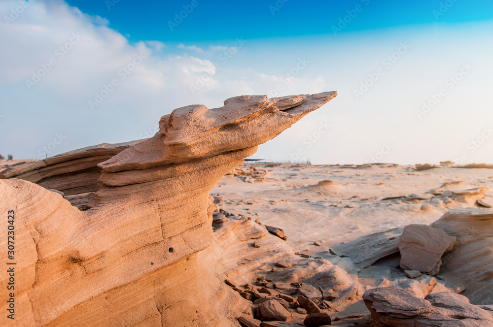 Fossil dunes landscape of formations of wind-swept sand in Abu Dhabi ...