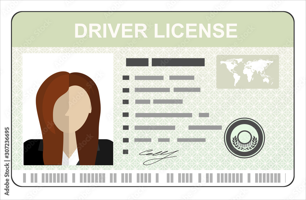 Car driver license identification card with photo. Driver license ...