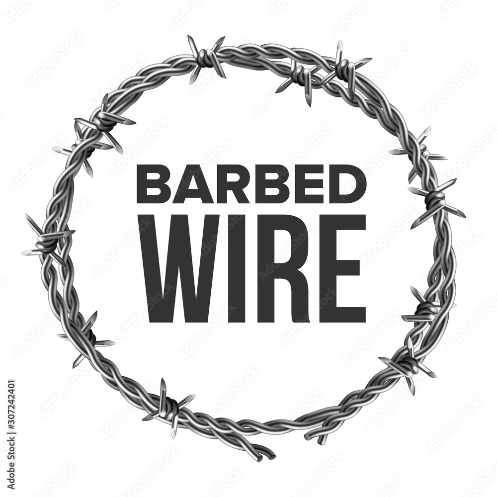 Barbed Wire In Circular Shape For Fence Vector. Modern Flexible ...