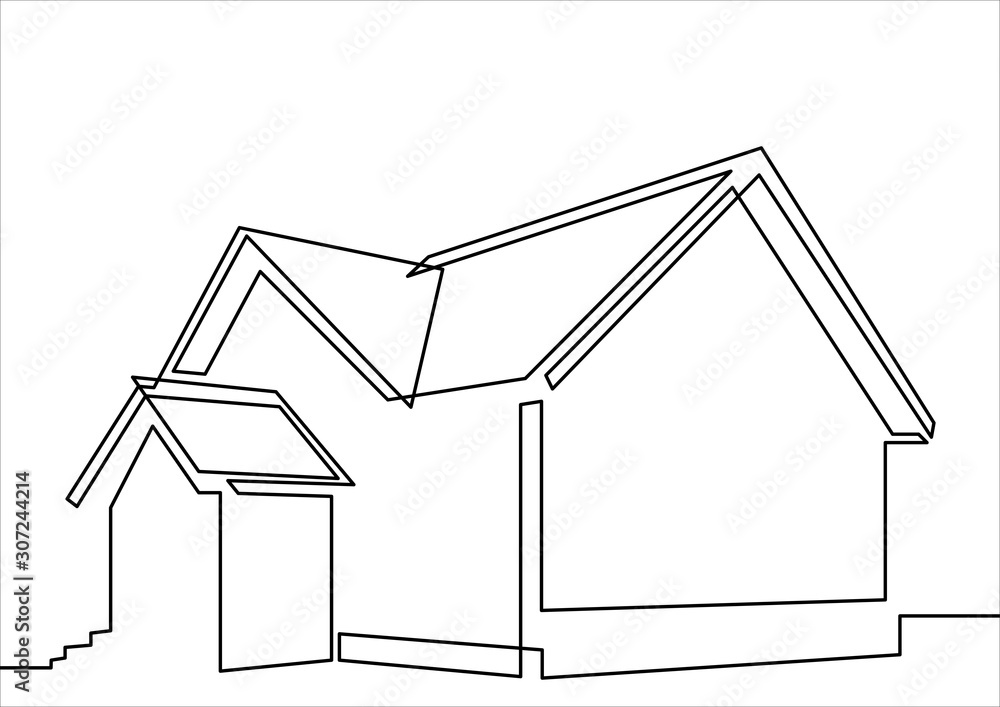 continuous line drawing of house Stock Vector | Adobe Stock
