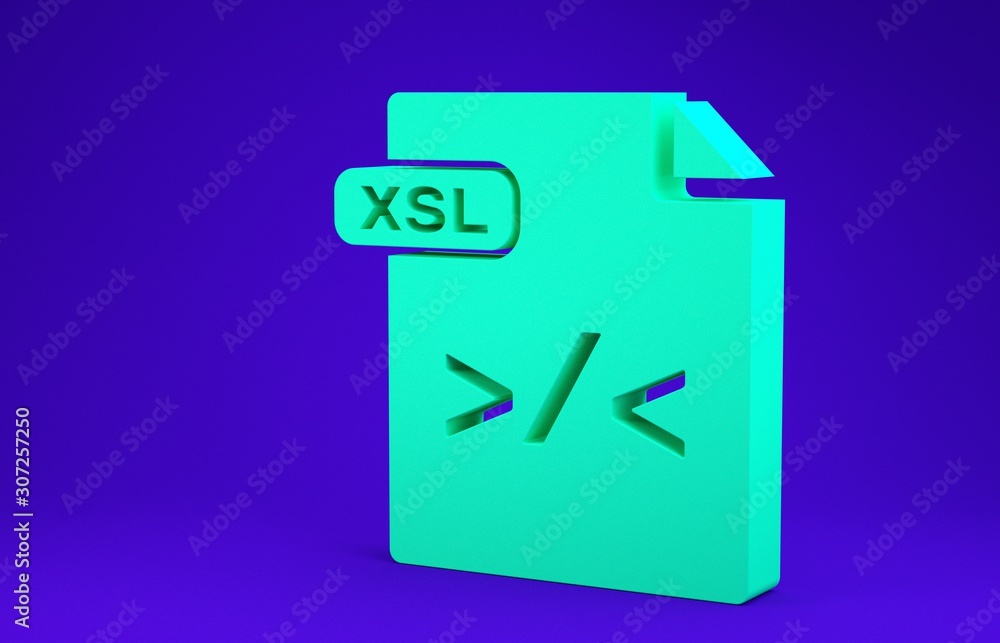 Green Xsl File Document Download Xsl Button Icon Isolated On Blue Background Excel File Symbol