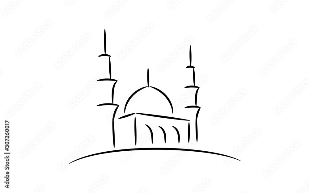 Simple masjid or mushola logo icon line art vector, suitable for logo ...