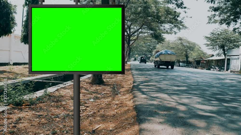 Street billboard green screen or chroma key with time lapse traffic ...