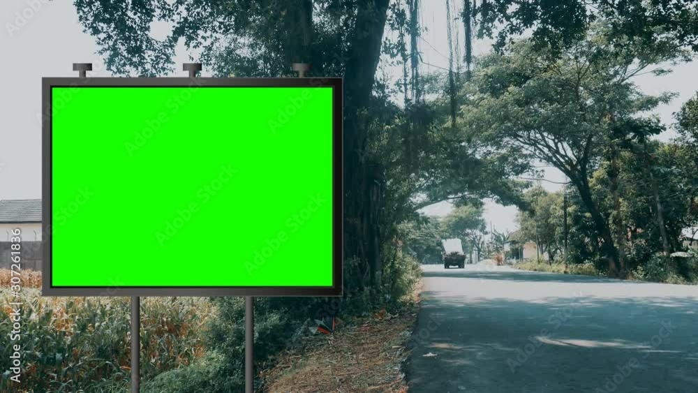 Street billboard green screen or chroma key with time lapse traffic ...