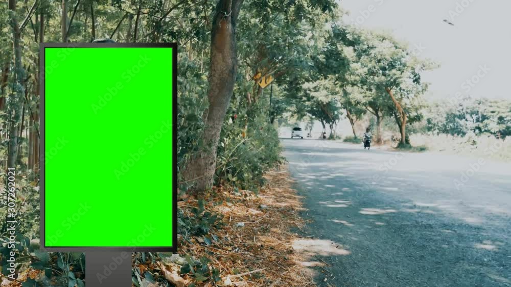 Street billboard green screen or chroma key with time lapse traffic ...
