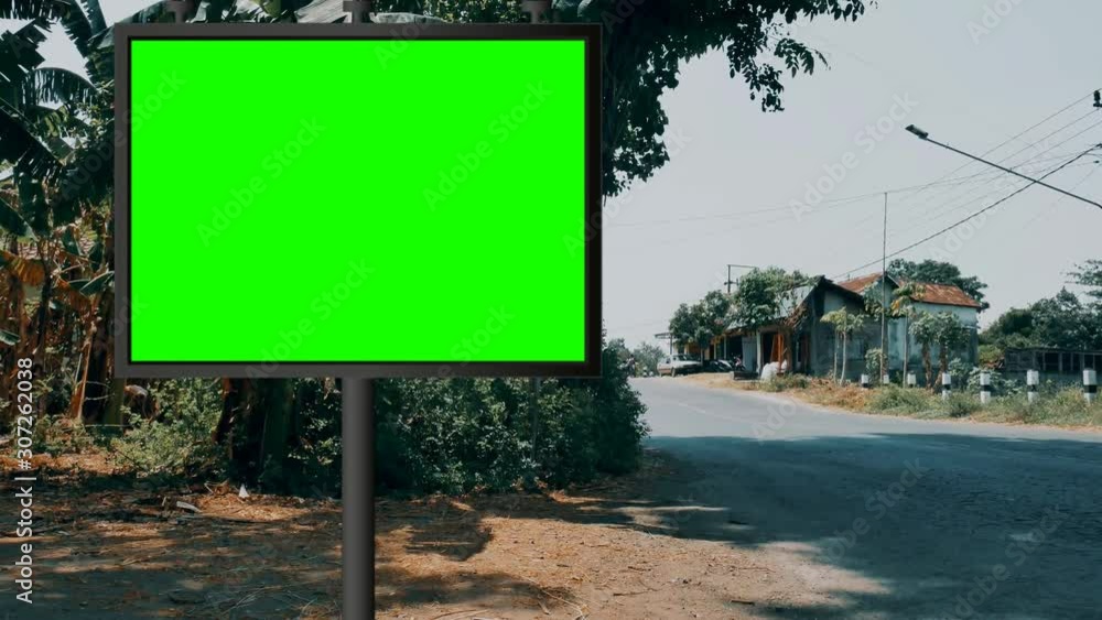 Street billboard green screen or chroma key with time lapse traffic ...