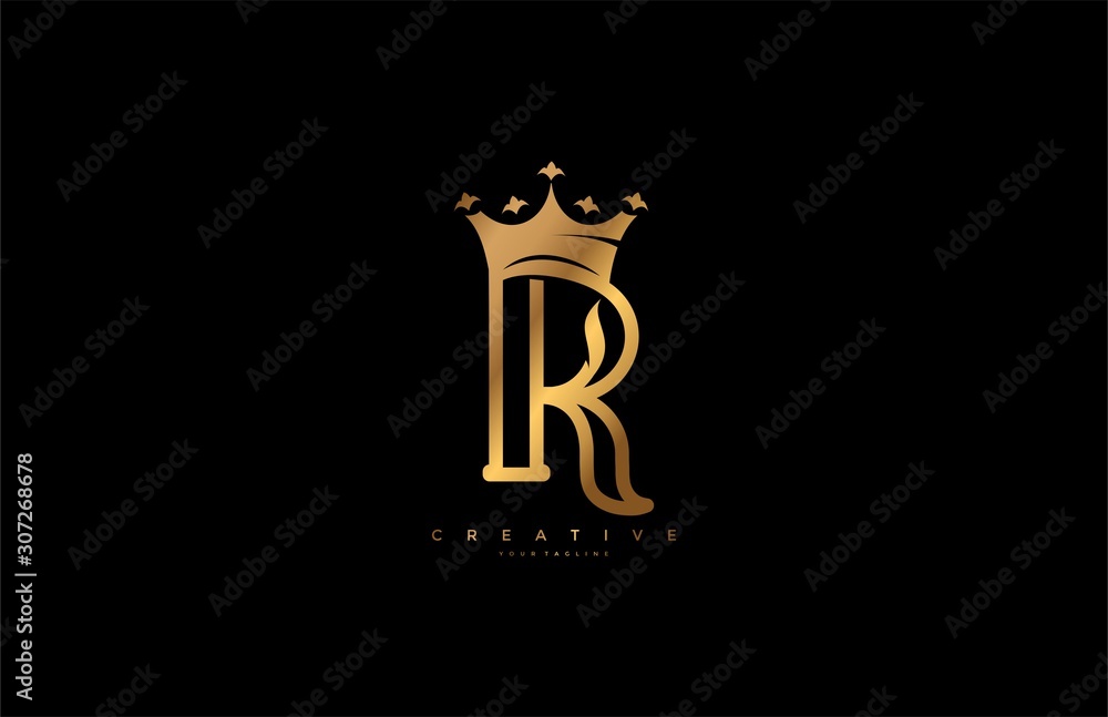 Letter R Linked Monogram Crown King Logotype Stock Vector | Adobe Stock