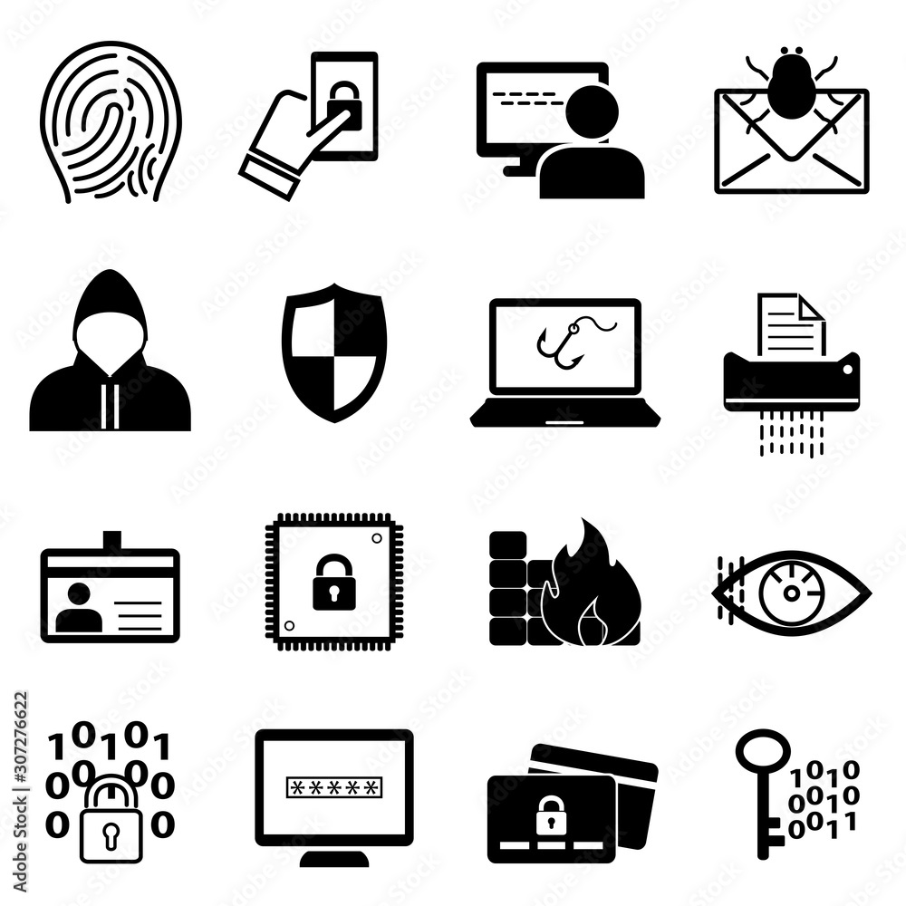 Cybersecurity and online safety icon set Stock Vector | Adobe Stock