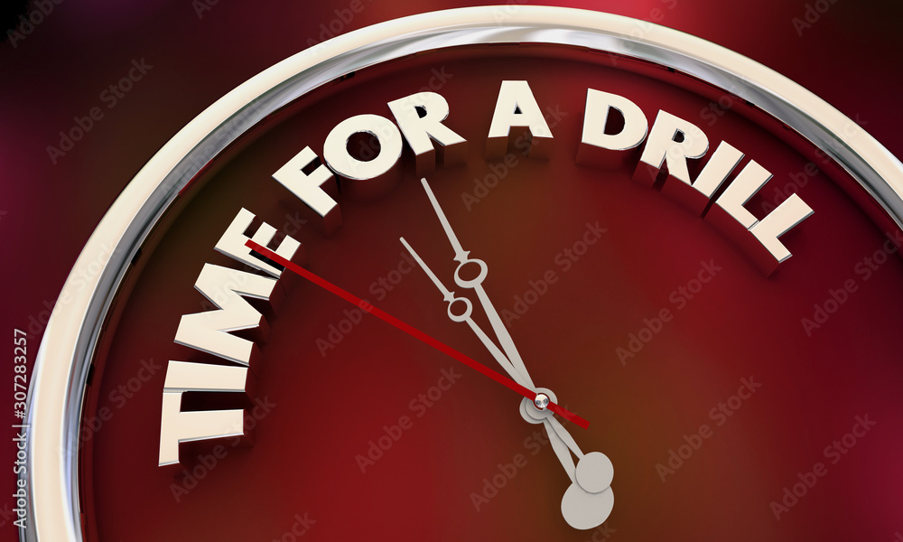 Time for a Drill Practice Exercise Clock Words 3d Illustration Stock ...