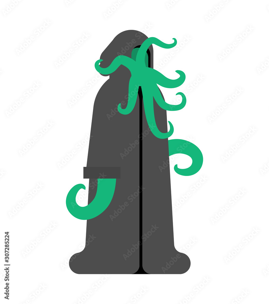 Cult Cthulhu follower. Monk octopus with tentacles and in cassock Stock ...